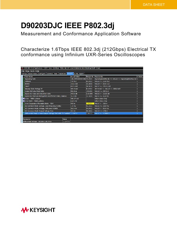 D90203DJC IEEE P802.3dj Measurement and Conformance Application Software PDF Asset Page | Keysight